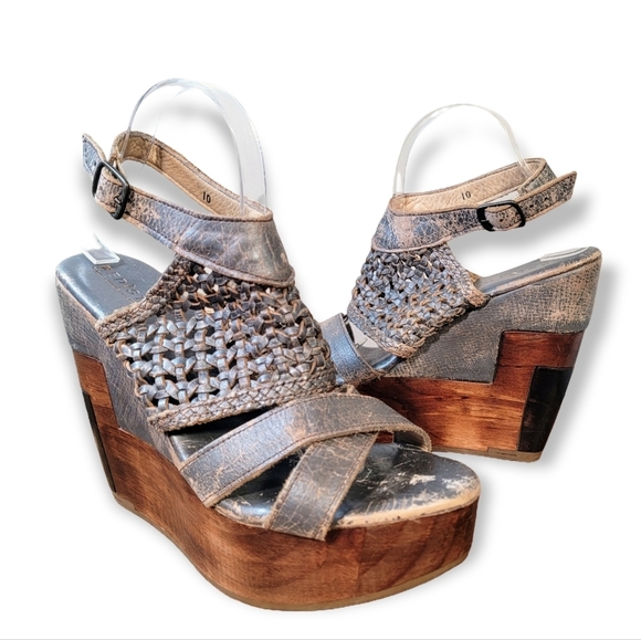 Bed Stu | Shoes | Bed Stu Cobbler Series Petra Wedges Blue Gray Leather ...